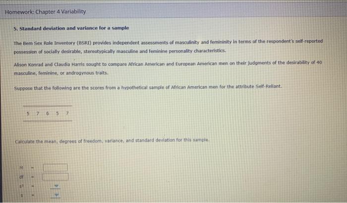Solved 5 Standard Deviation And Variance For A Sample The 5915
