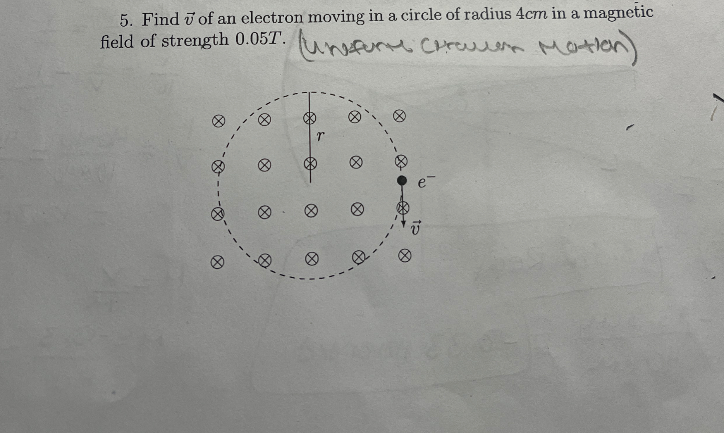 Solved Find vec(v) ﻿of an electron moving in a circle of | Chegg.com