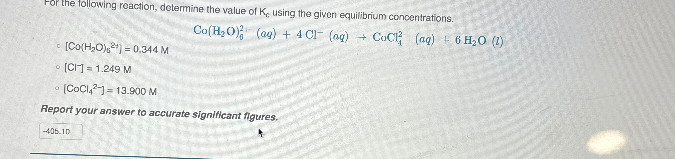 Solved For The Following Reaction Determine The Value Of Kc