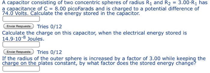 Solved A capacitor consisting of two concentric spheres of | Chegg.com