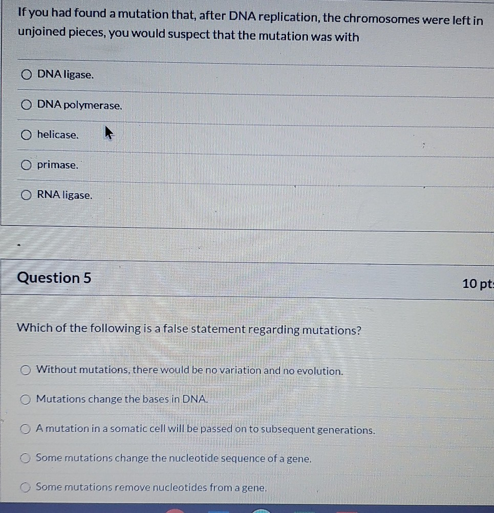 Solved If you had found a mutation that, after DNA | Chegg.com