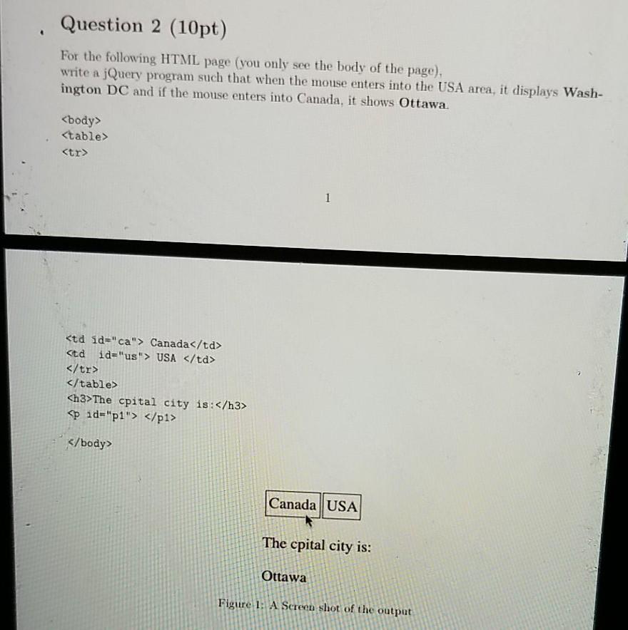 Solved Question 2 (10pt) For the following HTML page (you | Chegg.com