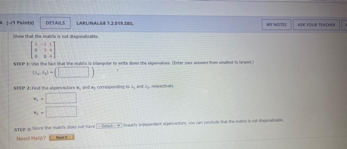 Solved Show that the matrix is not diagonalizable. | Chegg.com