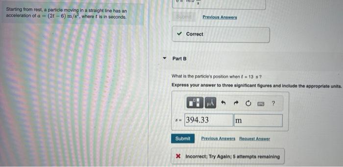 Solved Starting from rest, a particle moving in a straight | Chegg.com