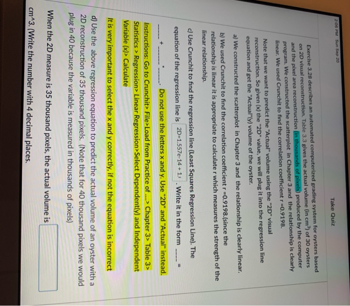 206 PM Sun Sep 20 Take Quiz Exercise 3.28 describes | Chegg.com