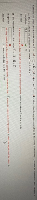 Solved , and C (-1 )) m. Use the component method to | Chegg.com
