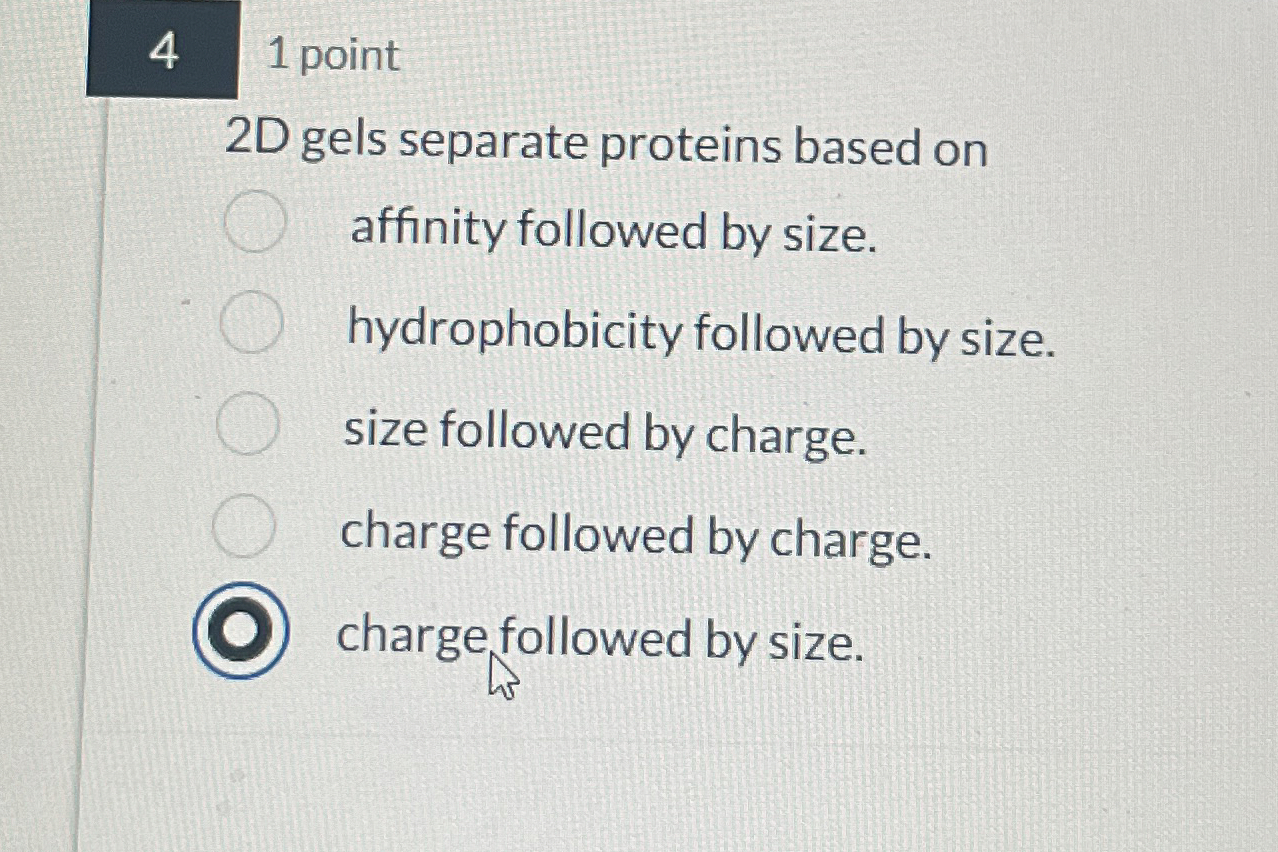 Solved 41 ﻿point2D gels separate proteins based onaffinity | Chegg.com