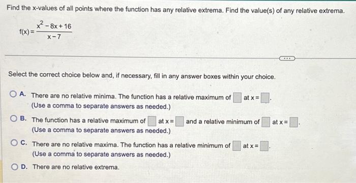Solved Find the x-values of all points where the function | Chegg.com
