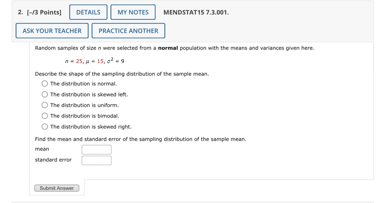 Solved Random samples of size n ﻿were selected from a normal | Chegg.com