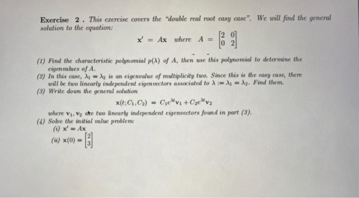 Solved Exercise 2. This exercise covers the "double real | Chegg.com