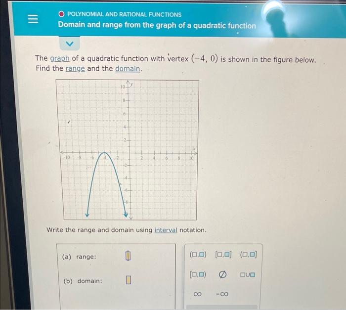 Solved The graph of a quadratic function with vertex (−4,0) | Chegg.com