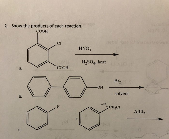 Solved 2. Show the products of each reaction. COOH ΗΝΟ, | Chegg.com