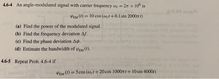 Solved 4.6-4 An angle-modulated signal with carrier | Chegg.com
