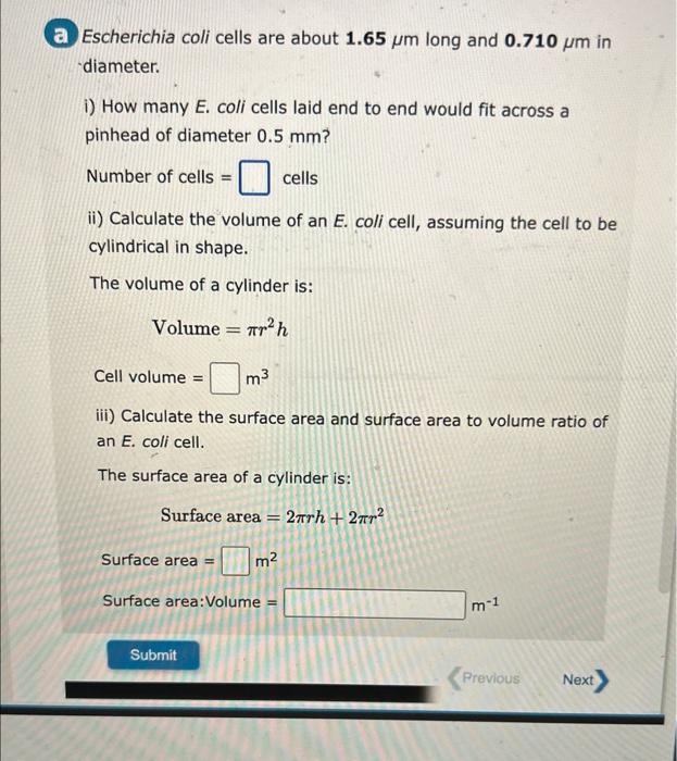 Solved Escherichia coli cells are about 1.65μm long and | Chegg.com