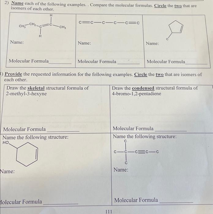 Molecular Formula Examples