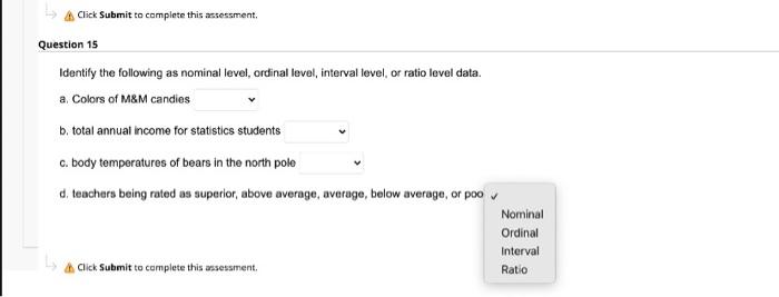 Solved Click Submit to complete this assessment. Question 15 | Chegg.com