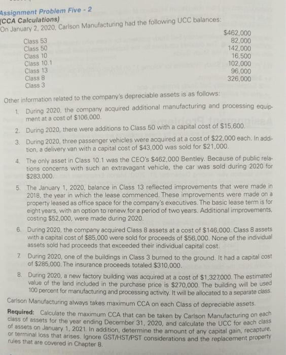 Solved Assignment Problem Five - 2 CCA Calculations) On | Chegg.com