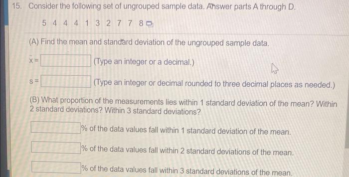 Solved Consider the following set of ungrouped sample data. | Chegg.com