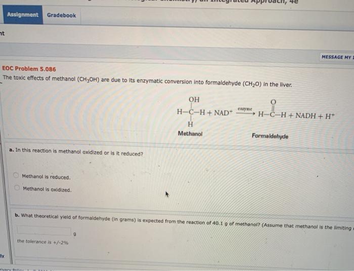 Solved Assignment Gradebook at MESSAGE MY EOC Problem 5.086 | Chegg.com