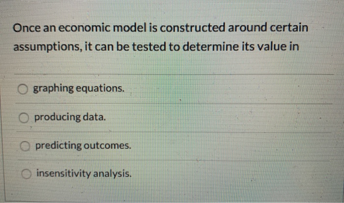Solved Once an economic model is constructed around certain | Chegg.com