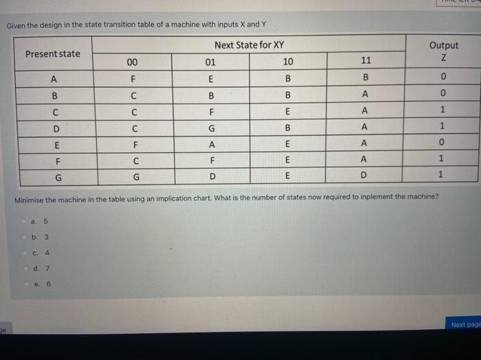 Solved Given the design in the state transition table of a | Chegg.com