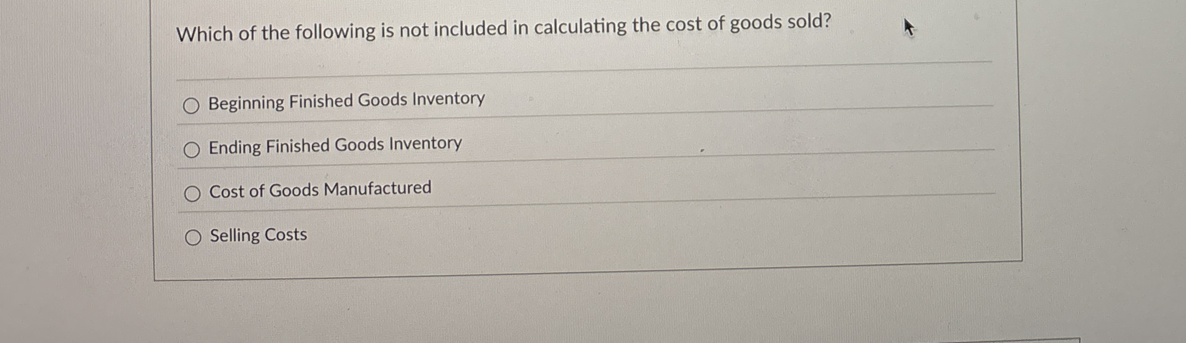 Solved Which of the following is not included in calculating | Chegg.com