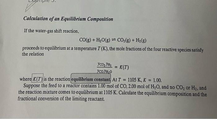 Calculation of an Equilibrium Composition If the | Chegg.com