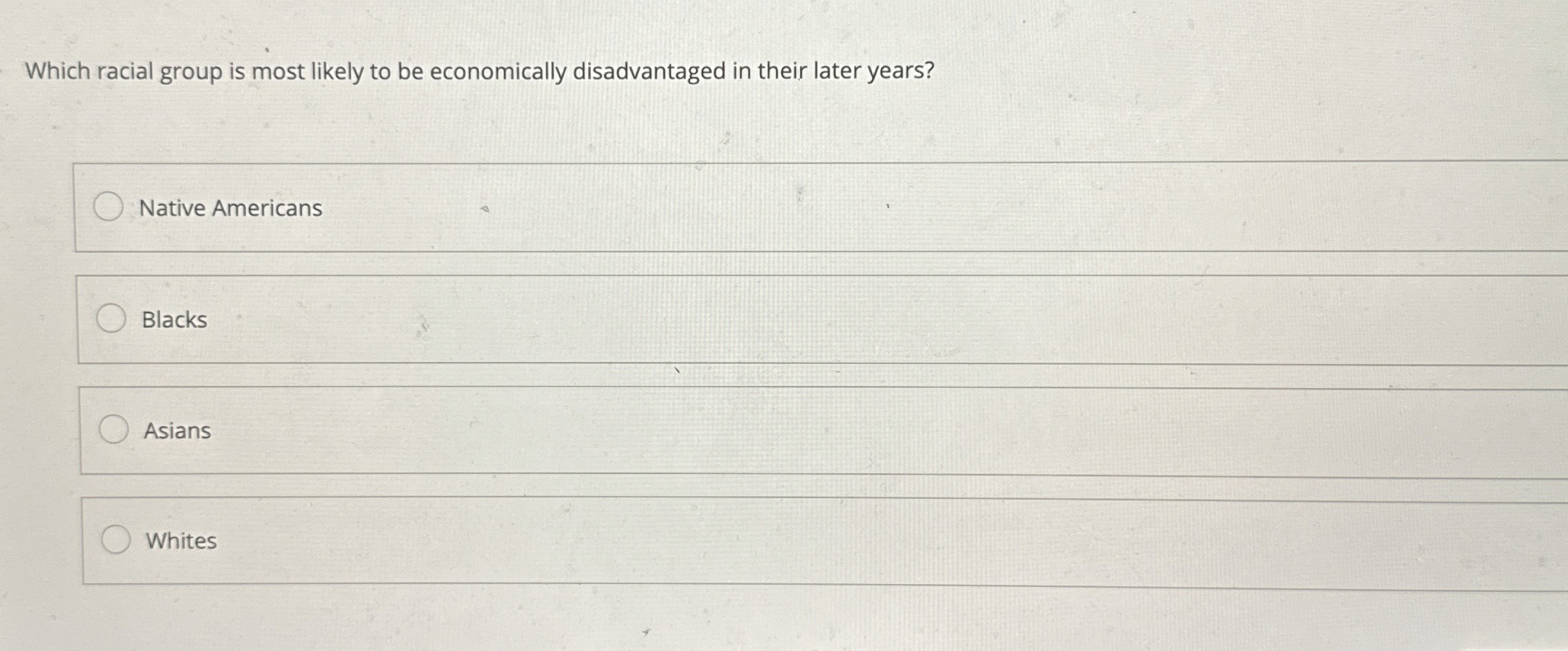 Solved Which racial group is most likely to be economically | Chegg.com