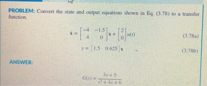Solved PROBLEM: Convert the state and output equations shown | Chegg.com