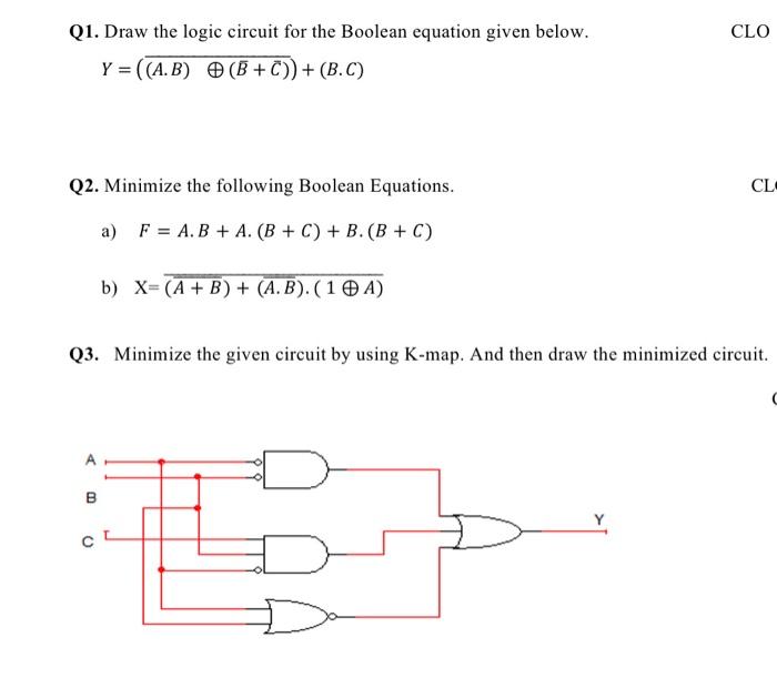 Solved Q1. Draw the logic circuit for the Boolean equation | Chegg.com