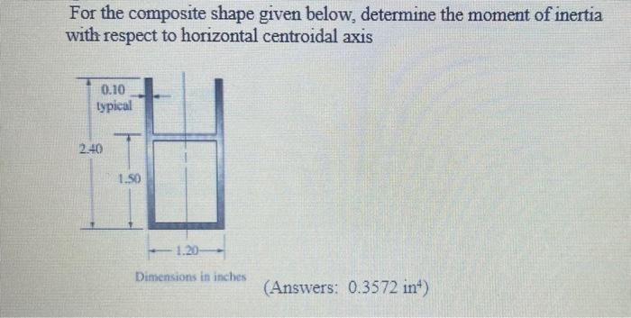 Solved For the composite shape given below, determine the | Chegg.com