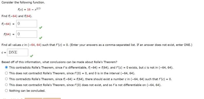 Solved Consider the following function. f(x)=16−x2/3 Find | Chegg.com