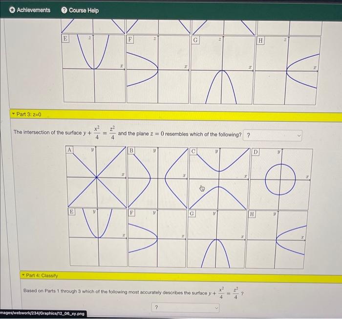 Solved The intersection of the surface y+4x2=4z2 and the | Chegg.com