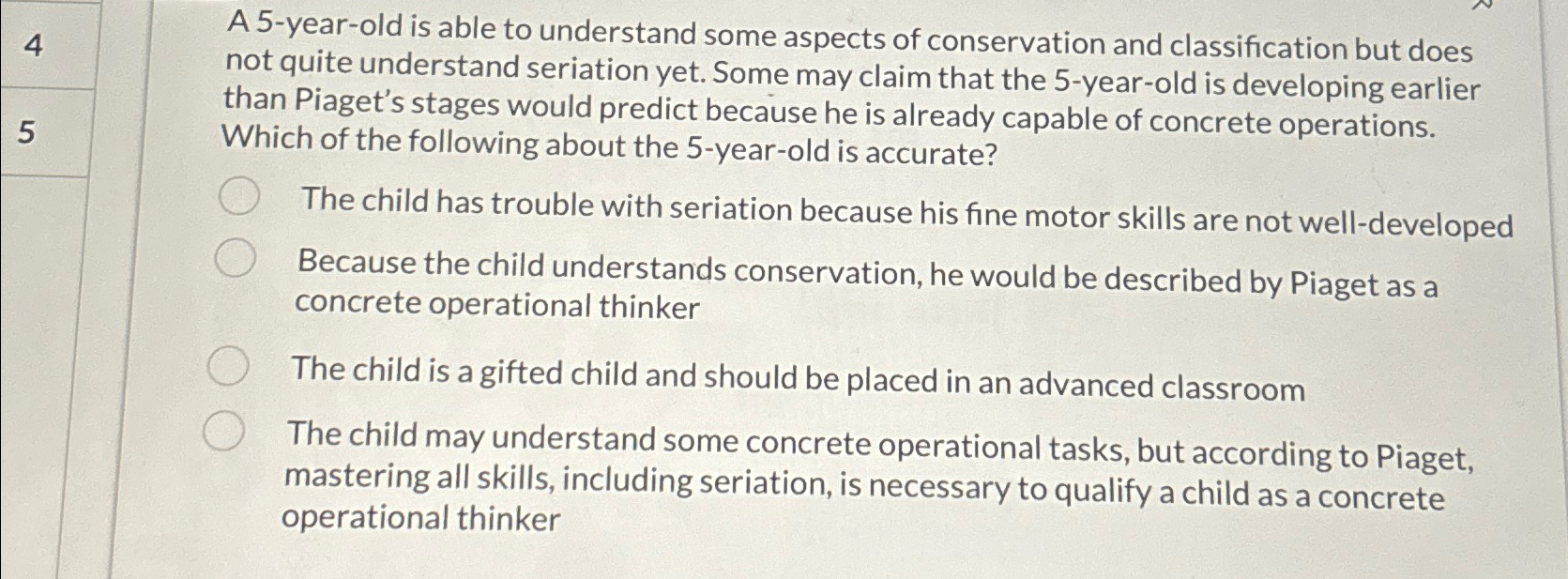 Solved A 5-year-old is able to understand some aspects of | Chegg.com
