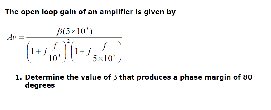 Solved The open loop gain of an amplifier is given | Chegg.com