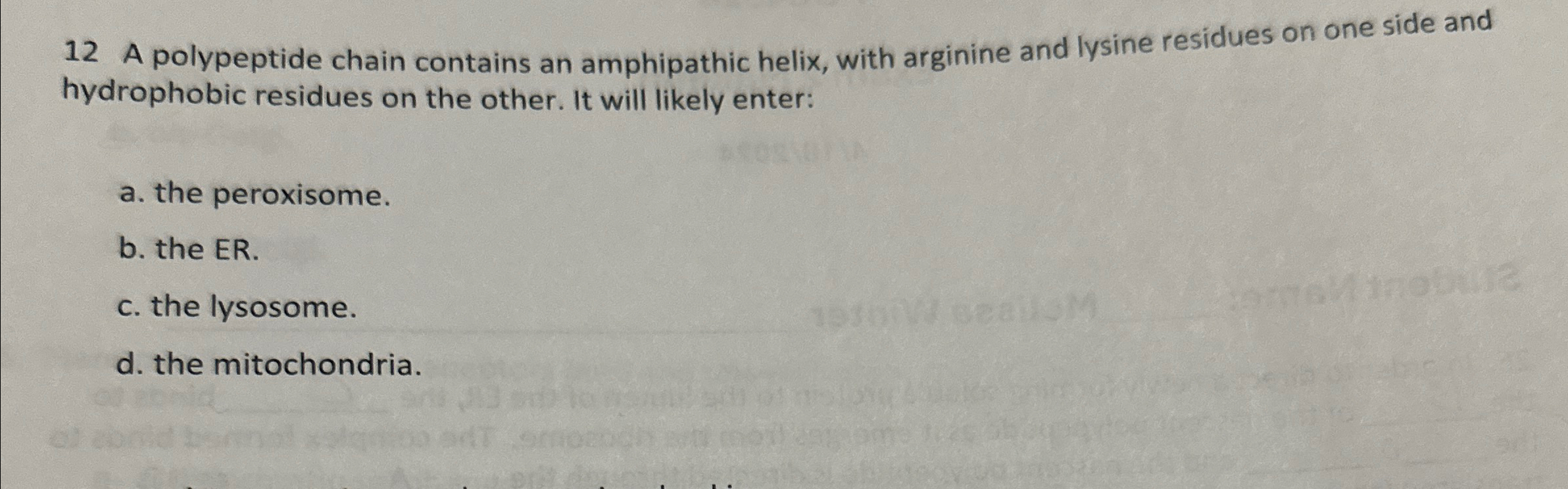 Solved 12 ﻿A polypeptide chain contains an amphipathic | Chegg.com
