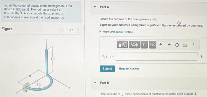 Solved Locate the center of gravity of the homogeneous rod | Chegg.com