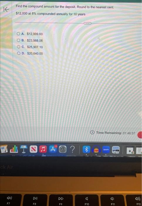 Solved Find the compound amount for the deposit. Round to | Chegg.com