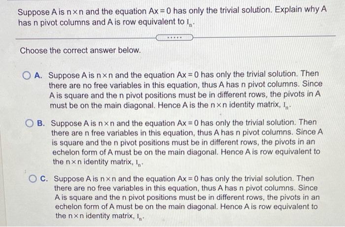 Solved Explain why the columns of an nxn matrix A are | Chegg.com