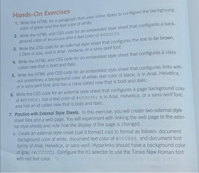 Solved Hands-On Exercises 1. Write the HTML for a paragraph | Chegg.com