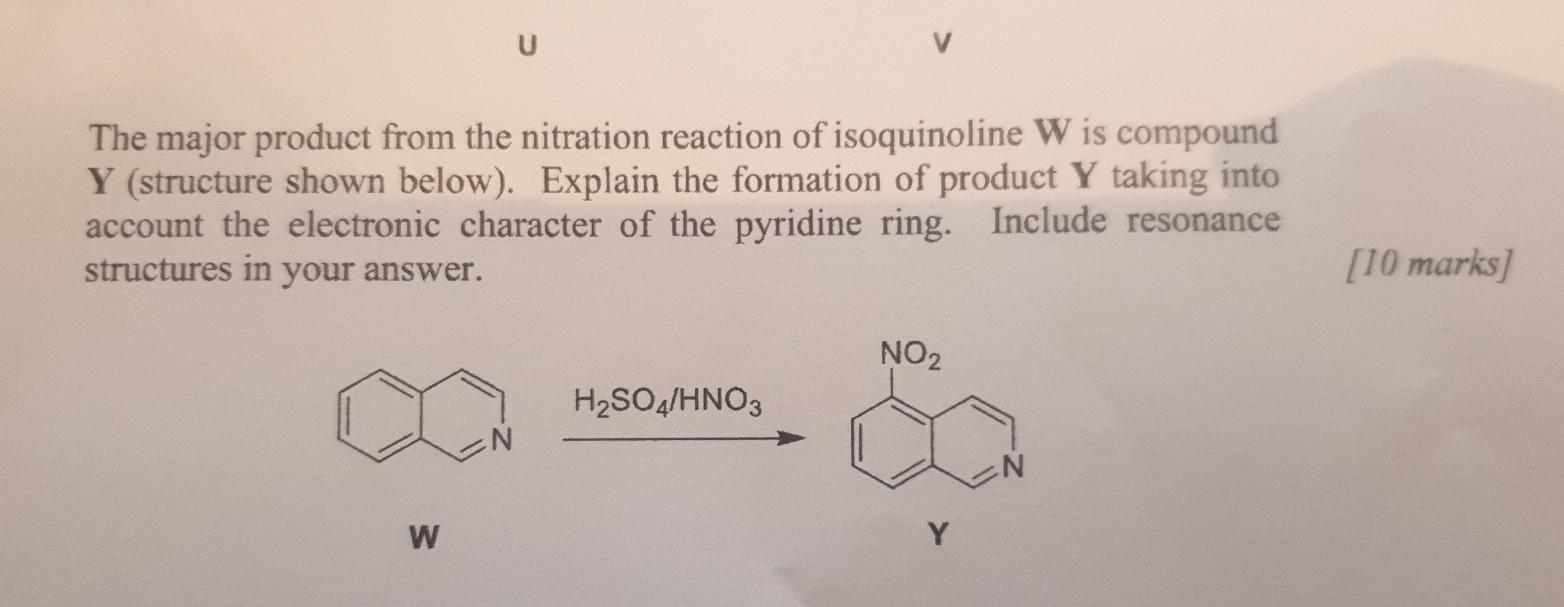 Solved U The major product from the nitration reaction of | Chegg.com
