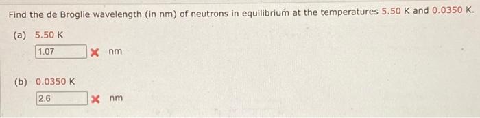 Solved Find the de Broglie wavelength (in nm ) of neutrons | Chegg.com