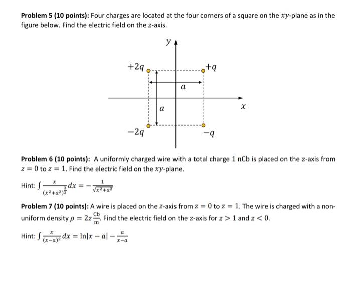Solved Problem 5 (10 points): Four charges are located at | Chegg.com