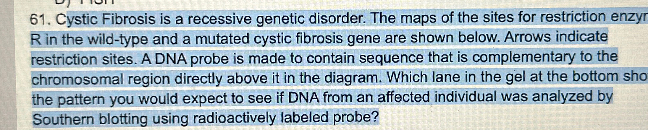 Solved Cystic Fibrosis is a recessive genetic disorder. The | Chegg.com