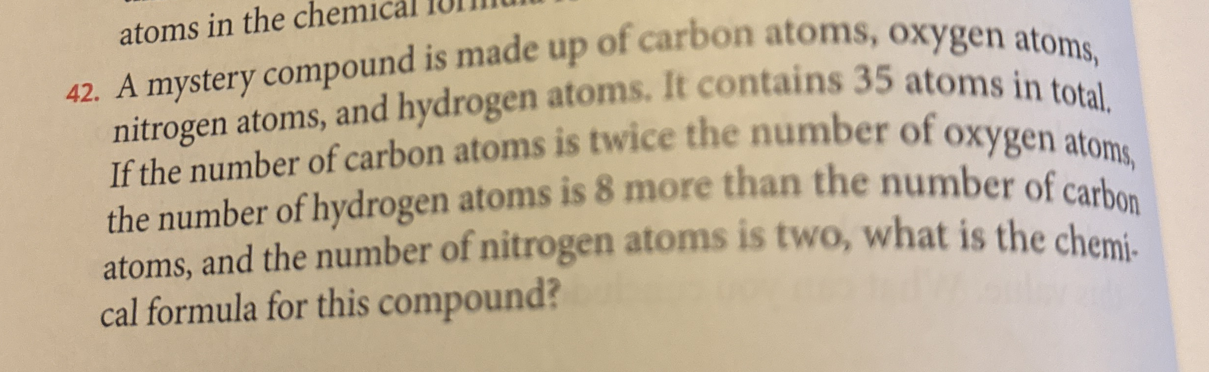 Solved 42. ﻿A mystery compound is made up of carbon atoms, | Chegg.com