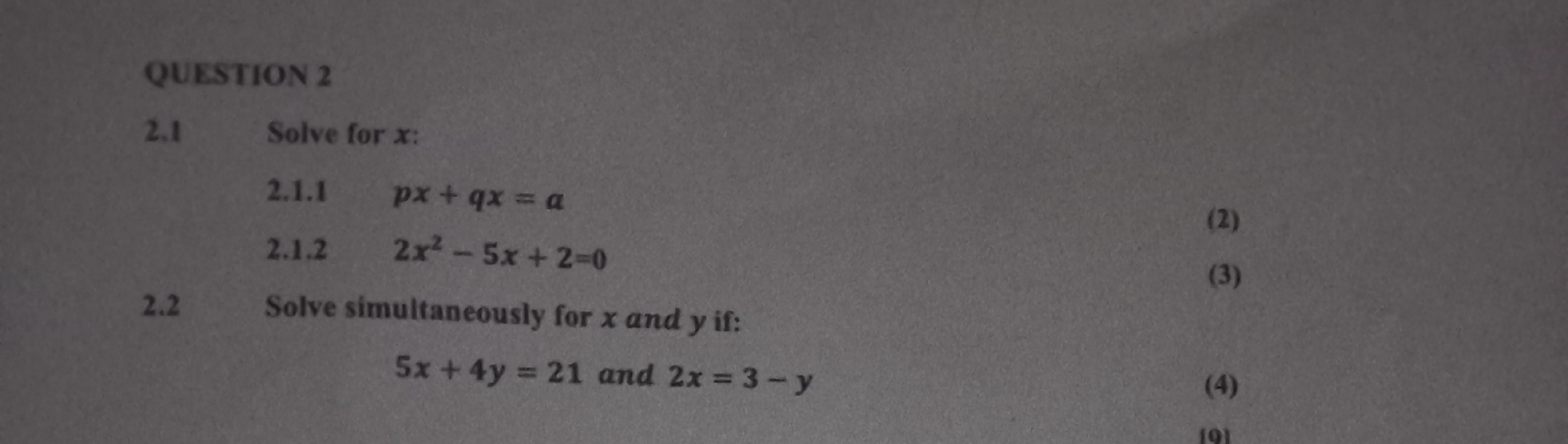 Solved QUESTION 2Solve for x | Chegg.com
