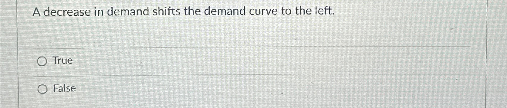 Solved A decrease in demand shifts the demand curve to the | Chegg.com