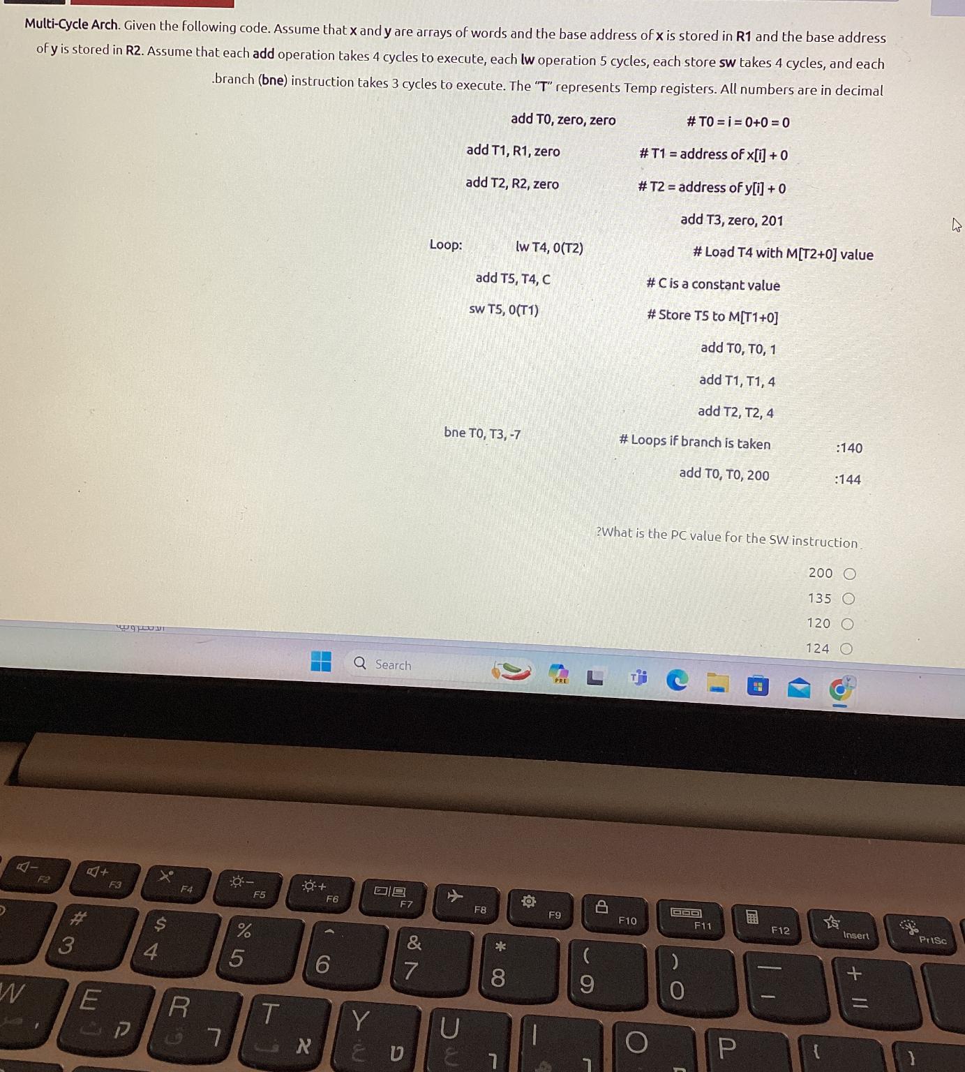 Solved Multi-Cycle Arch. Given the following code. Assume | Chegg.com