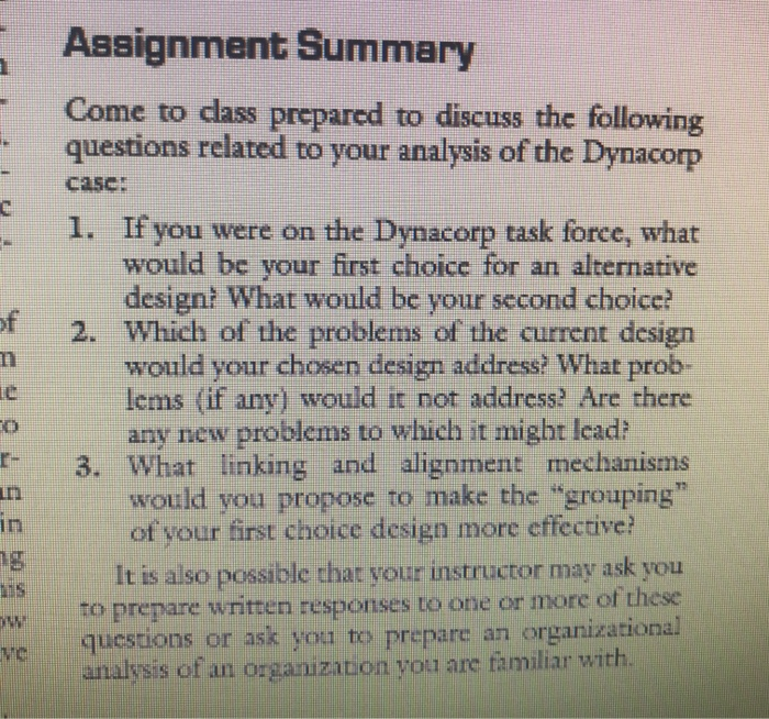 Solved Assignment Summary Come to dass prepared to discuss | Chegg.com