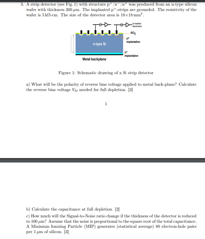 A strip detector (see Fig. 1) ﻿with structure | Chegg.com